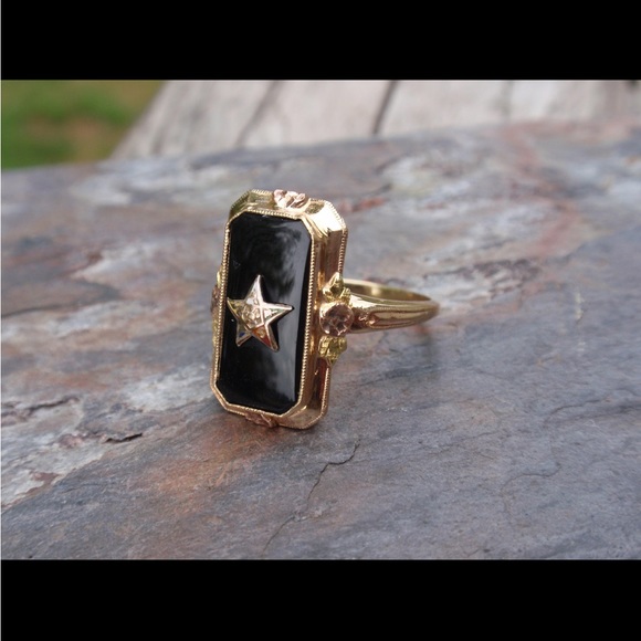 Accessories | Art Deco Black Onyx Diamond Oes Ring Adorned With The ...